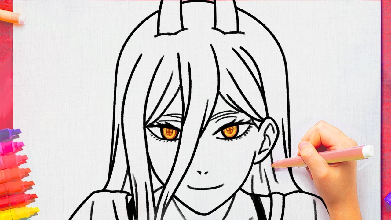 How to draw power chainsaw man step by step easy - YouTube