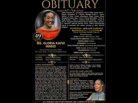 BURIAL MASS FOR GLORIA KAFUI HIADZI