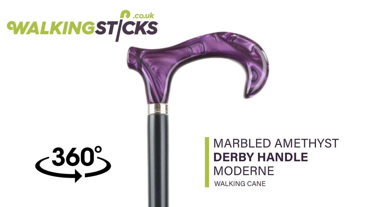 Marbled Amethyst Derby Handle Moderne Walking Cane - YouTube