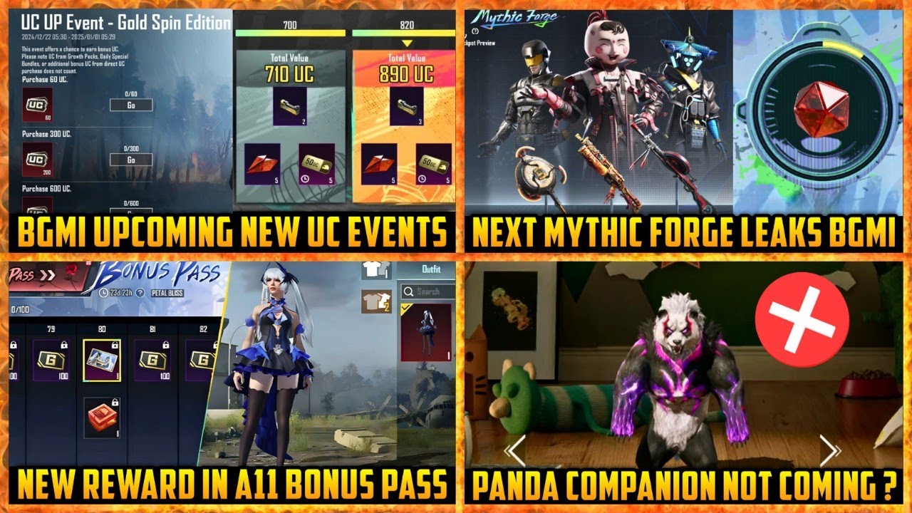 🔴 Upcoming UC Events in BGMI | A11 Bonus Pass Date | Bgmi Mythic Forge ...
