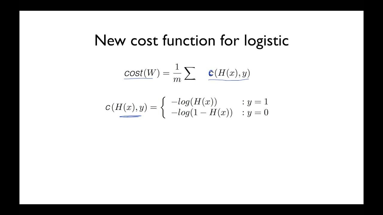 ML lec 5-2 Logistic Regression의 cost 함수 설명 - YouTube