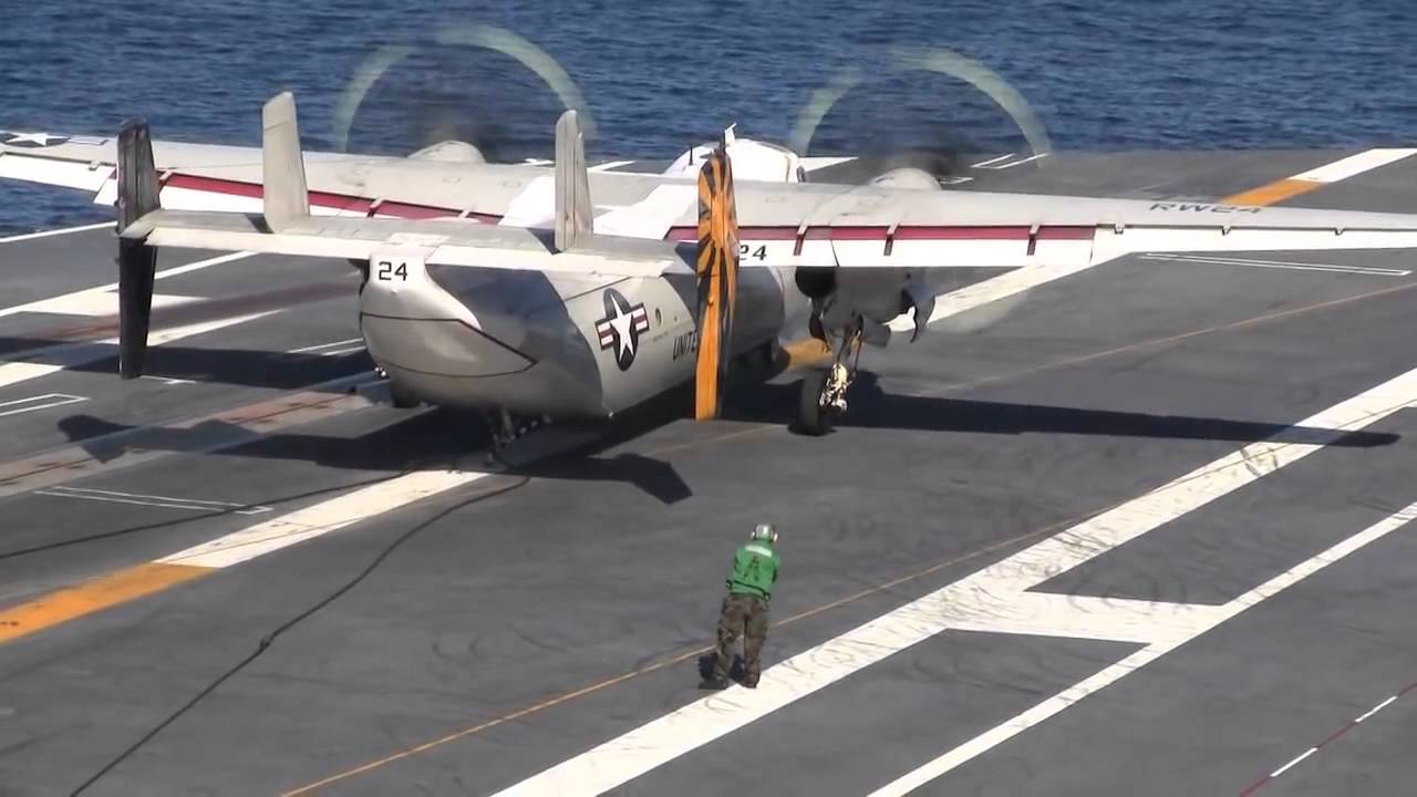 US Navy C-2A Greyhound on USS John C Stennis - YouTube