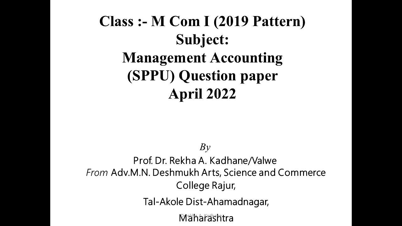 SPPU April 2022 Management Account Question Paper Solution Part 1 YouTube sppu-april-2022-management-account-question-paper-solution-part-1-youtube