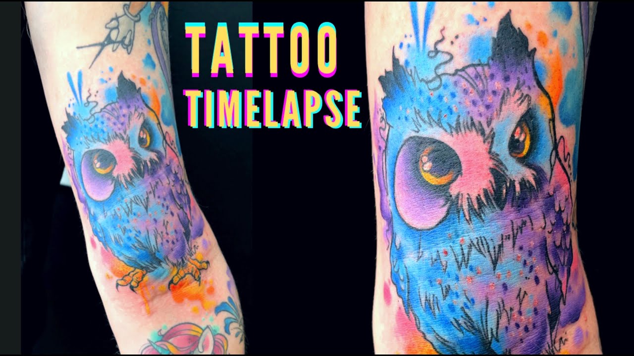 Watercolor Owl / Tattoo Timelapse - YouTube