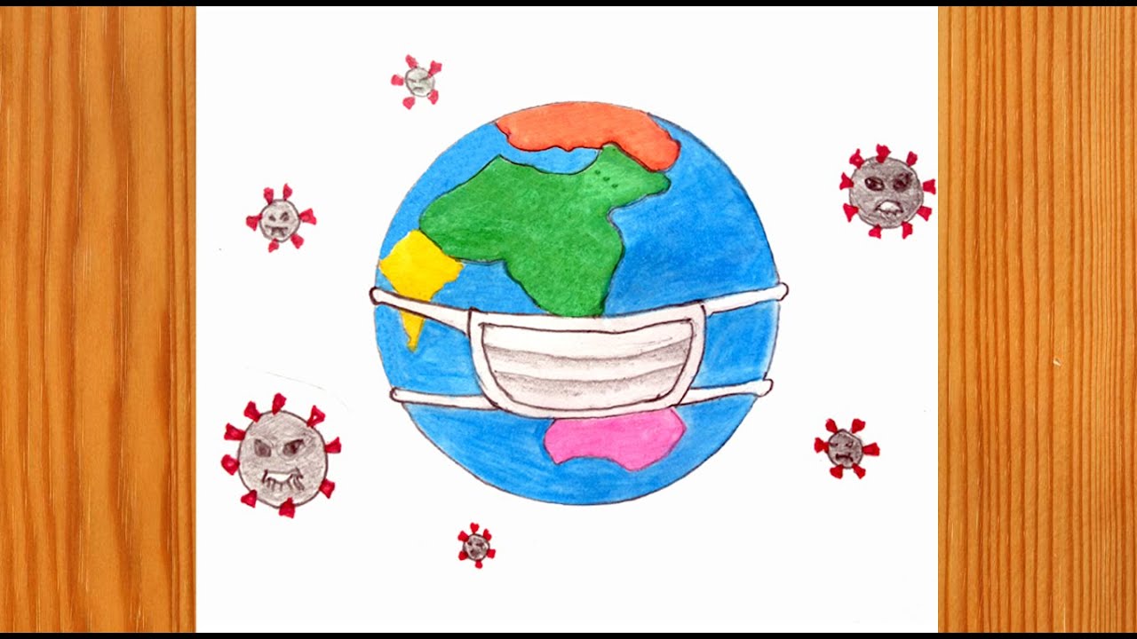 How to Draw Coronavirus vs Earth | Earth Wearing Mask - YouTube