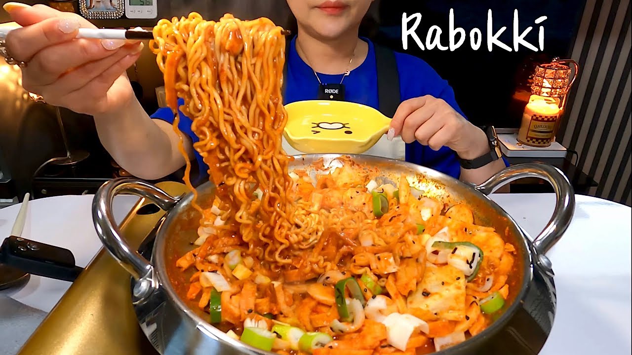 ASMR MUKBANG | 라볶이 | Rabokki ☆ ft.buldakramen | EATINGSHOW | - YouTube