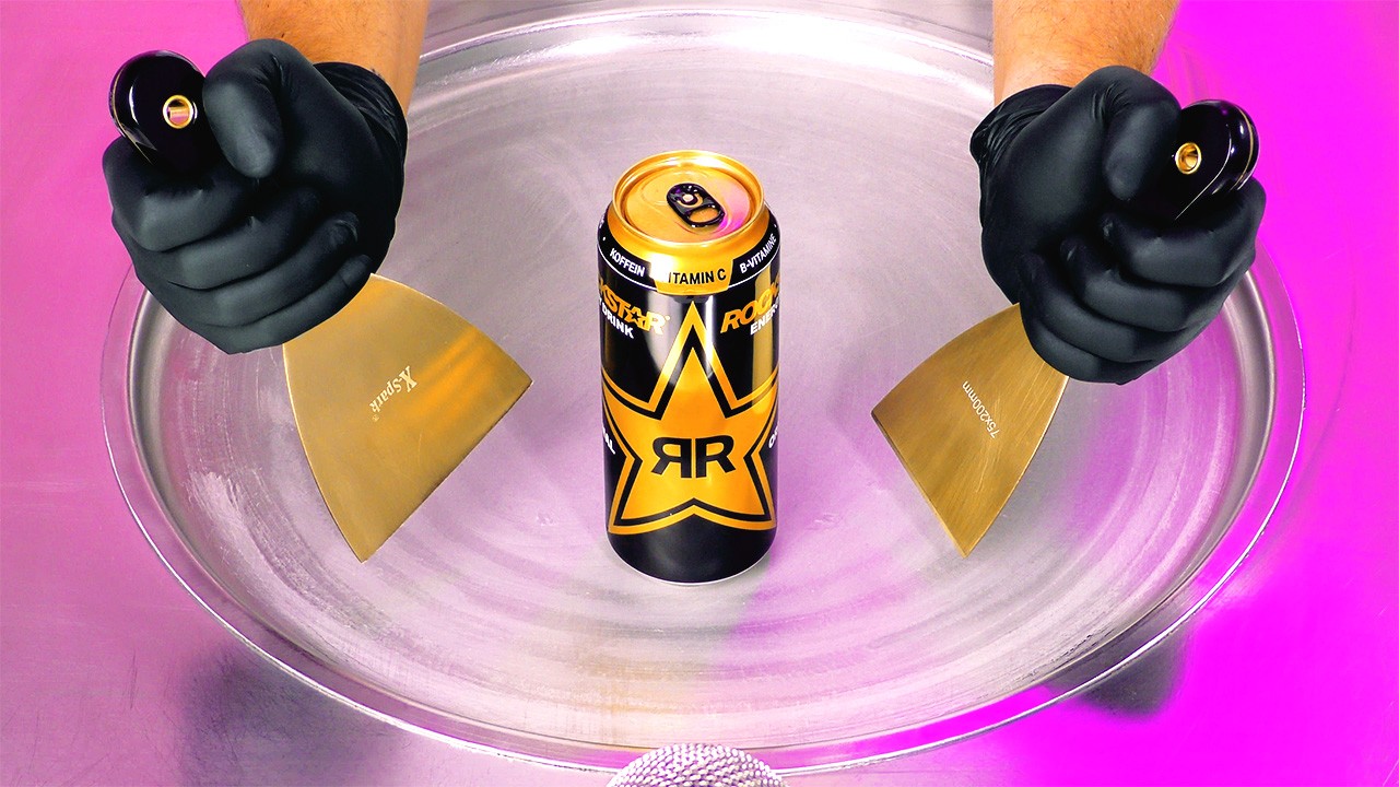 Oddly Satisfying ASMR Ice Cream Rolls | Rockstar Energy Fusion Treat ...