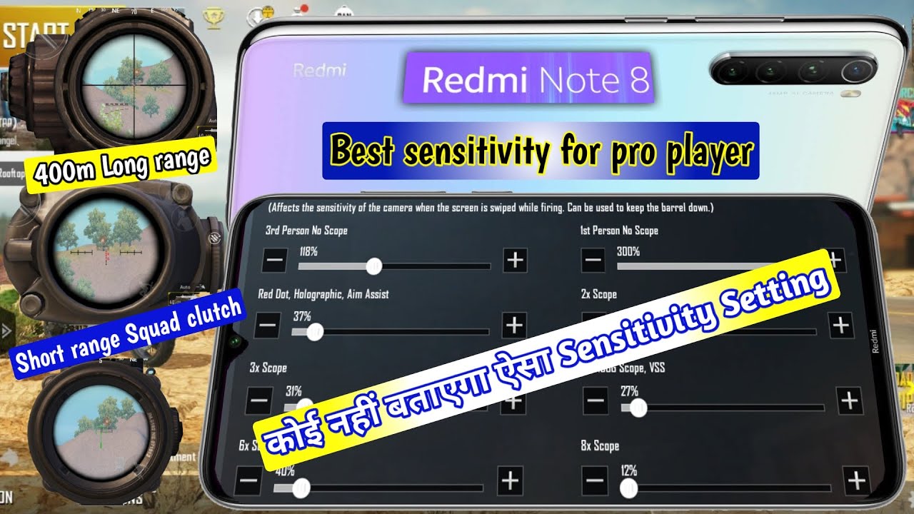 Redmi note 8 Best Pubg Sensitivity Setting . No Recoil 400m spray ...