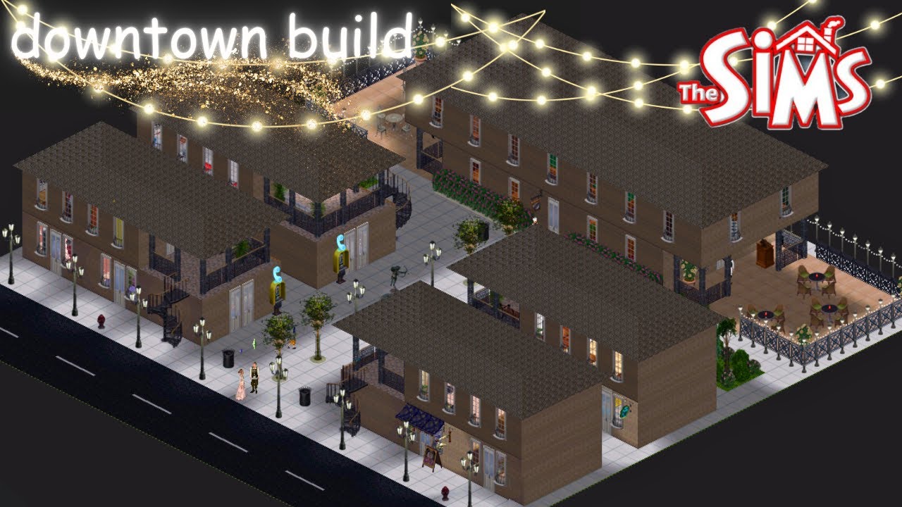 Building a high street downtown in the Sims 1 - YouTube