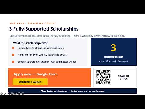Afaaq Scholarship 2026: Fully Funded Bootcamp for Master's, PhD & RA Positions