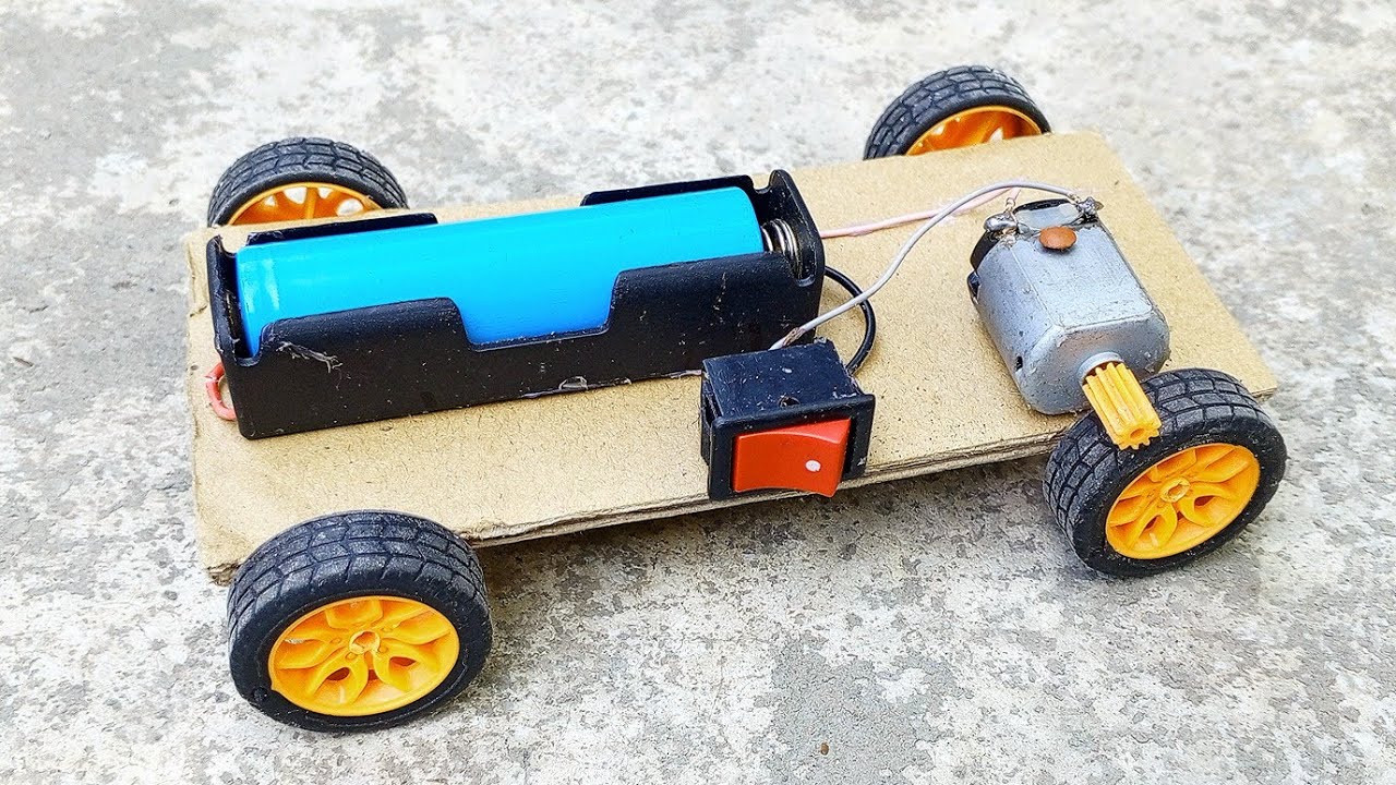 How To make a cardboard car with high sped Dc motor - YouTube
