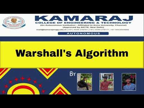 Warshall's Algorithm (Tamil) - YouTube