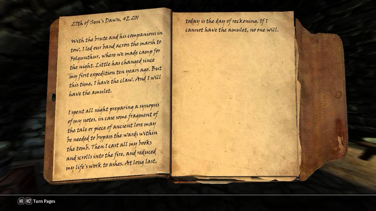 Skyrim: Daynas Valen's Journal - YouTube