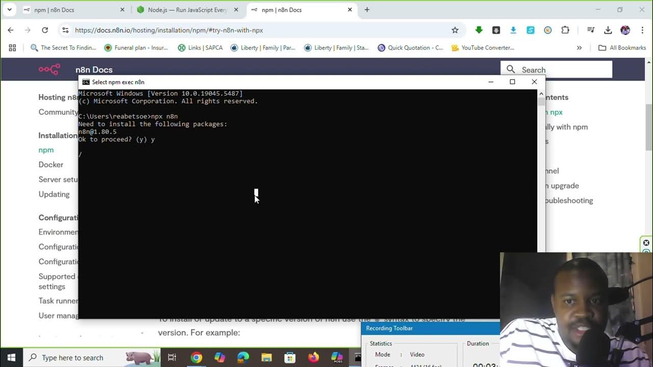 Step by Step: How to self host n8n on your local windows machine with npm and NodeJS - YouTube