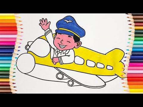 How To Draw pilot Drawing For Kids Easy||Airoplane Drawing Easy||New ...