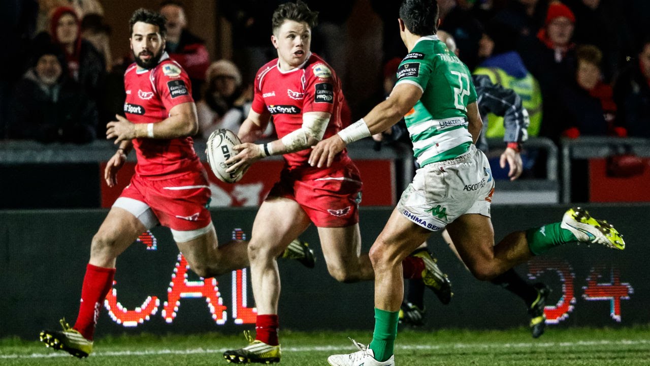 Scarlets Steffan Evans rounds FOUR to score try v Treviso - YouTube