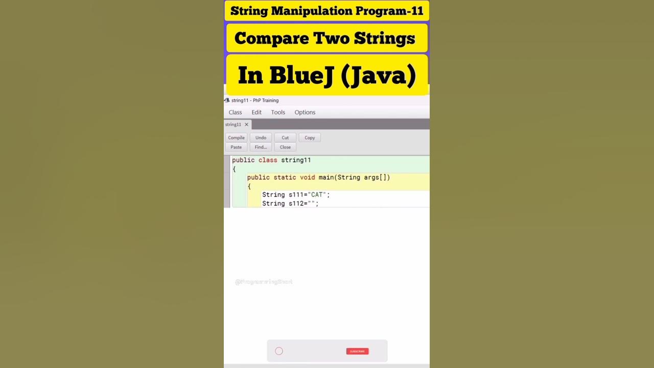 Learn How To Use Compareto Function L String Manipulation Program 11 L Bluej L Java