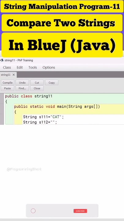Learn How To Use Compareto Function L String Manipulation Program 11 L Bluej L Java 