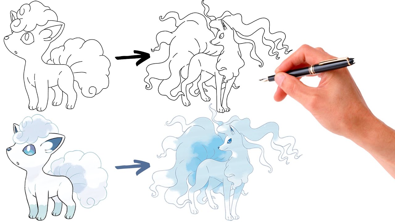 How To Draw ALOLAN VULPIX and ALOLAN NINETALES POKEMON | Pokemon ...