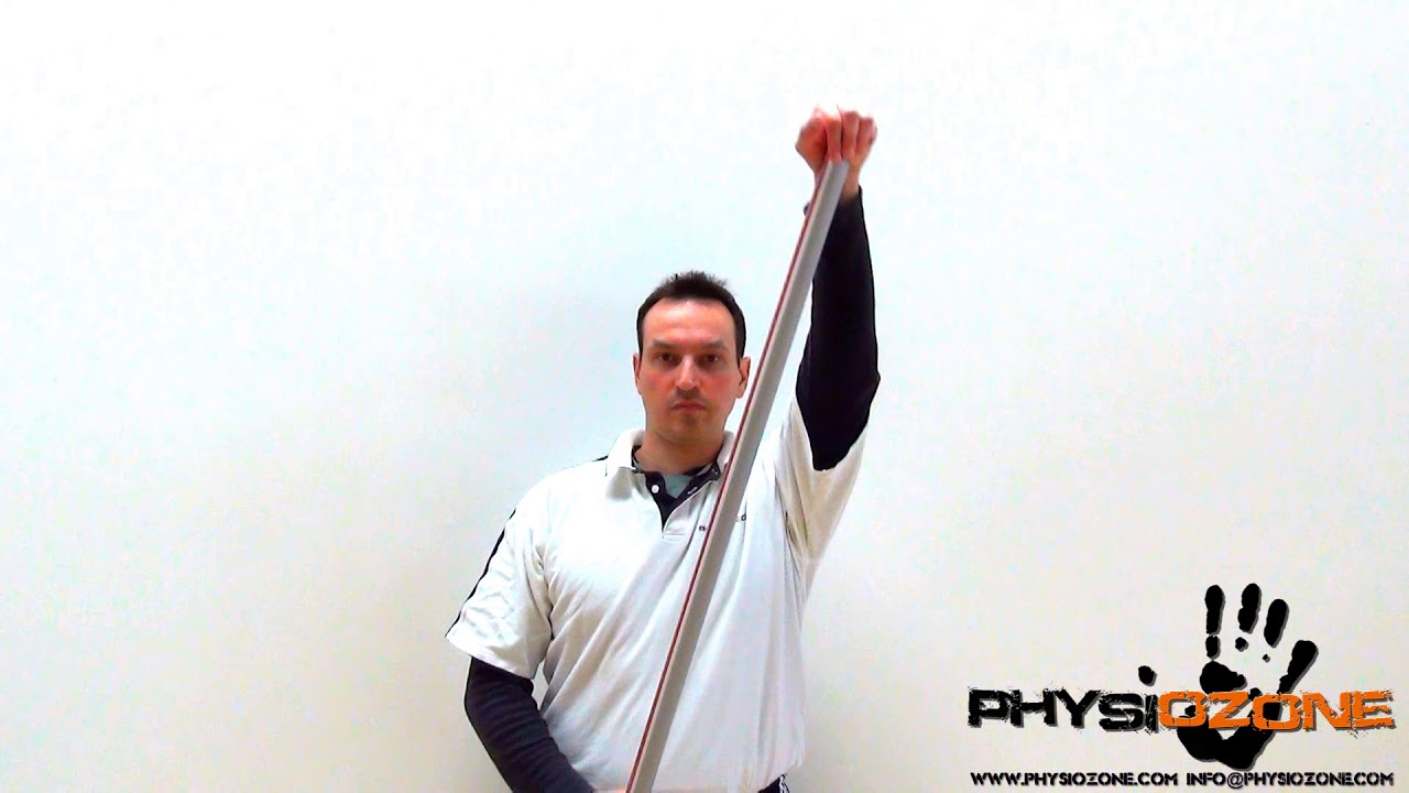 Physiozone | Stretches | Shoulder | Stick Flexion - YouTube