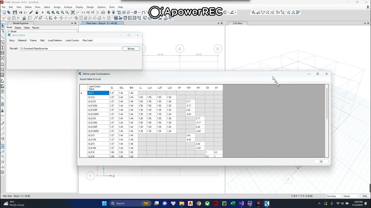 KHAI BÁO LOAD PATTERNS, LOAD COMBINATION TRONG ETABS TỰ ĐỘNG -DEFINE LOAD PATTERNS, LOAD COMBO ...