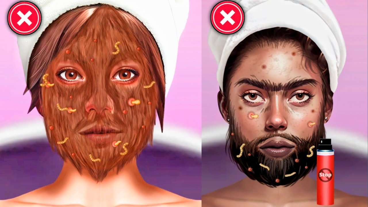 makeover asmr animation removing hair from the face - YouTube