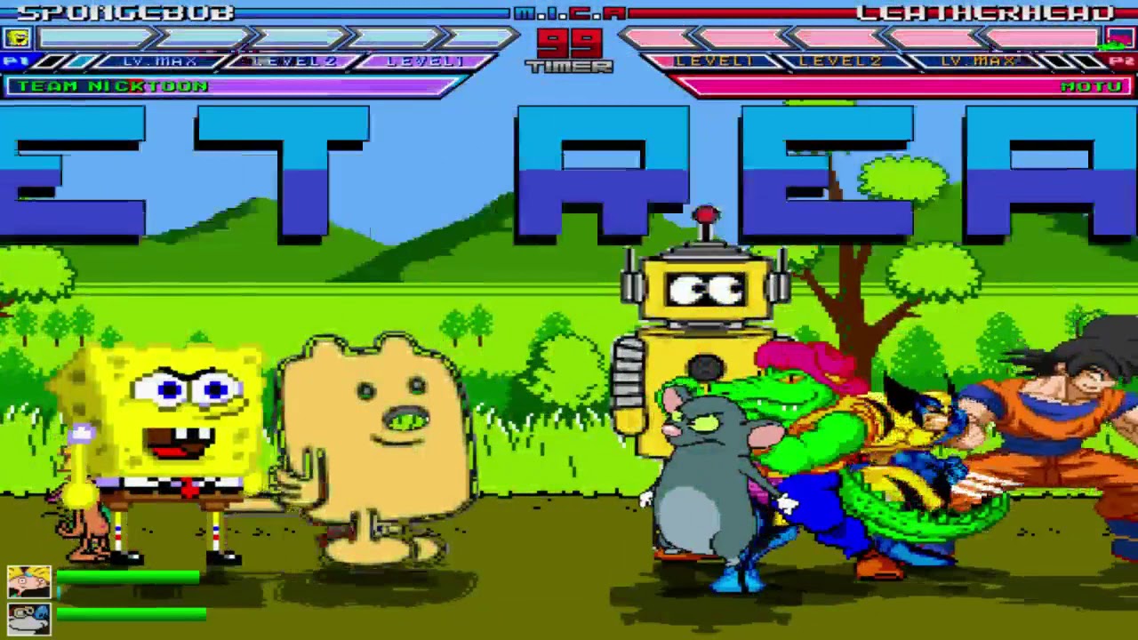 Mugen battle Spongebob Team Nicktoons Wolverine and Wubbzy vs ...