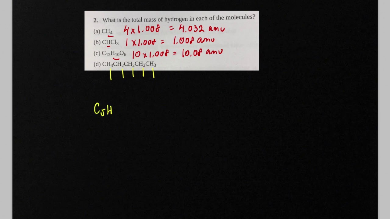 total mass (amu) of hydrogen [OPENSTAX] - YouTube