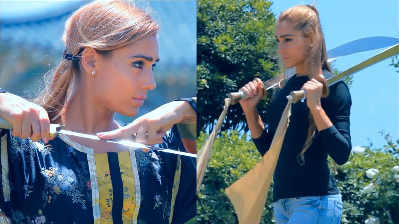 Blonde Girl with Chinese Swords - YouTube