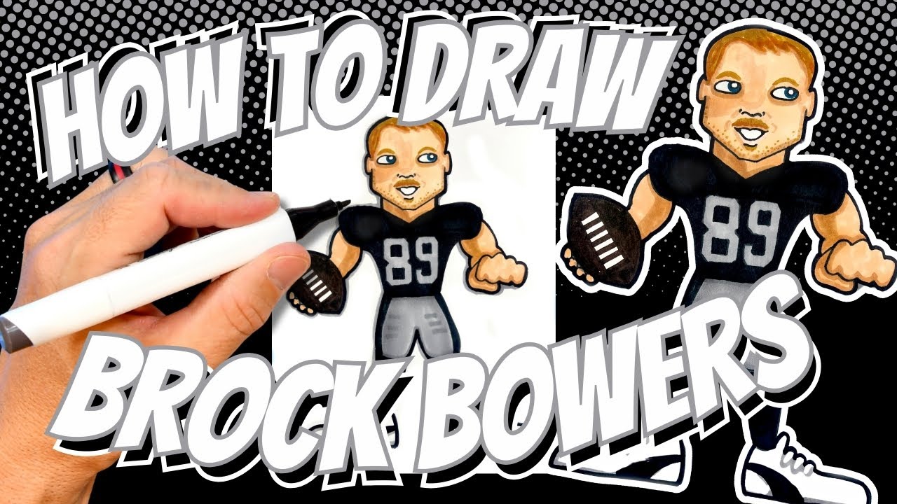 How to Draw Brock Bowers for Kids - Las Vegas Raiders NFL Football ...