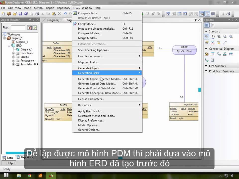 Hướng dẫn PowerDesigner - ERD - DFD- BFD - YouTube