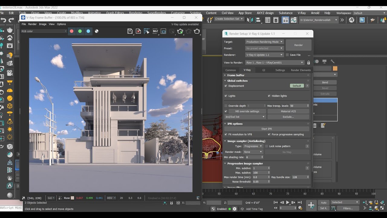 Day 04 Exterior Rendering - Color Combination and Glass I - YouTube