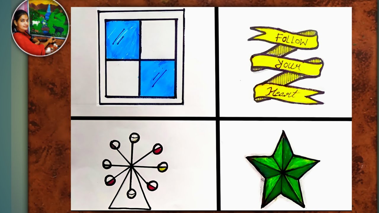 4 Different types of Kids Drawing // Kids Drawing // colour drawing ...