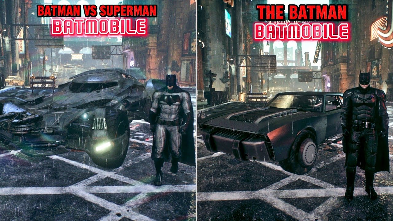 BvS 2016 Batmobile vs The Batman 2022 Batmobile Gameplay in Arkham ...