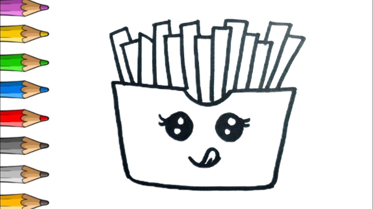 How to draw french fries ll Coloring french fries drawing, coloring ...