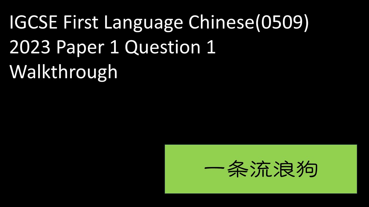 IGCSE First Language Chinese(0509) 2023 13 Paper 1-Question 1 Complete Walkthrough 现代文阅读《一条流浪狗 ...