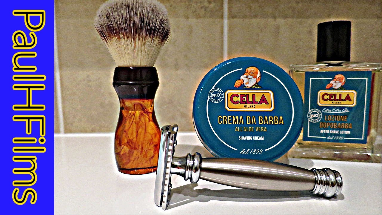 Merkur 43c DE Razor | Cella "Aloe Vera" Shaving Soap - YouTube