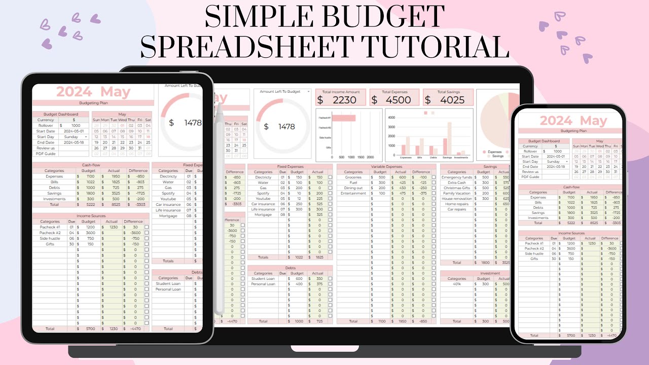 Simple Budgeting Spreadsheet for Google Sheets template | Budget ...