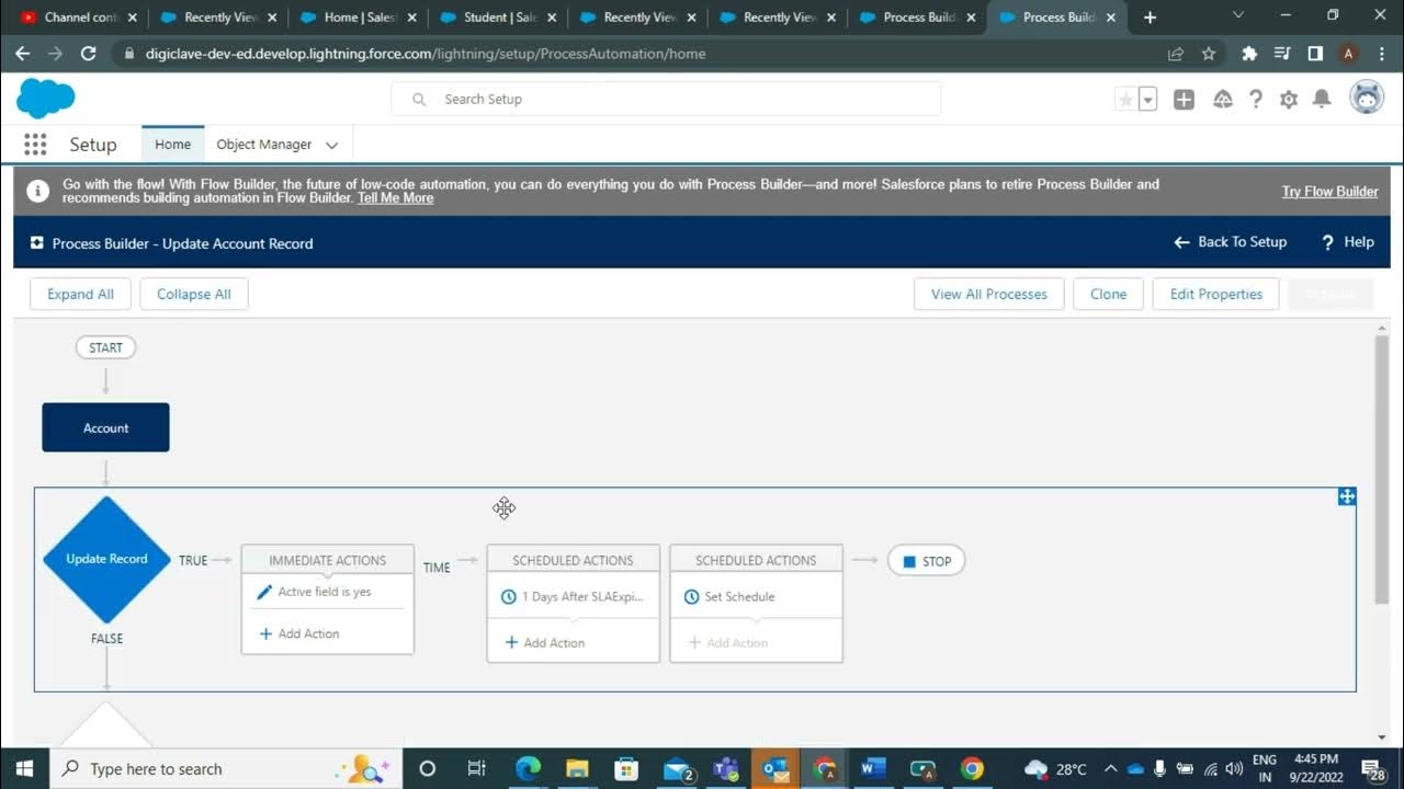 Scheduled Action with process builder - YouTube