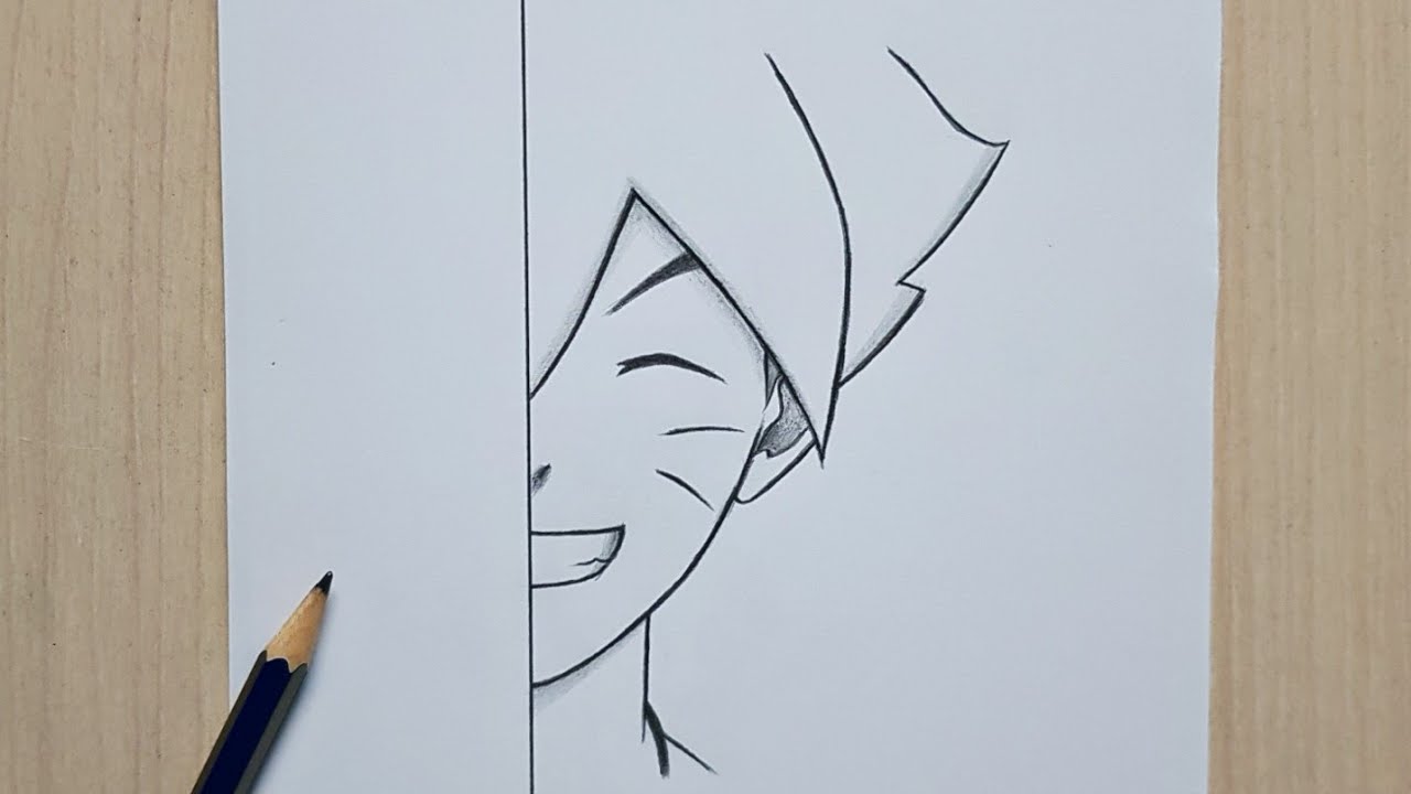 Easy anime sketch | how to draw Boruto Uzumaki half face easy step by ...