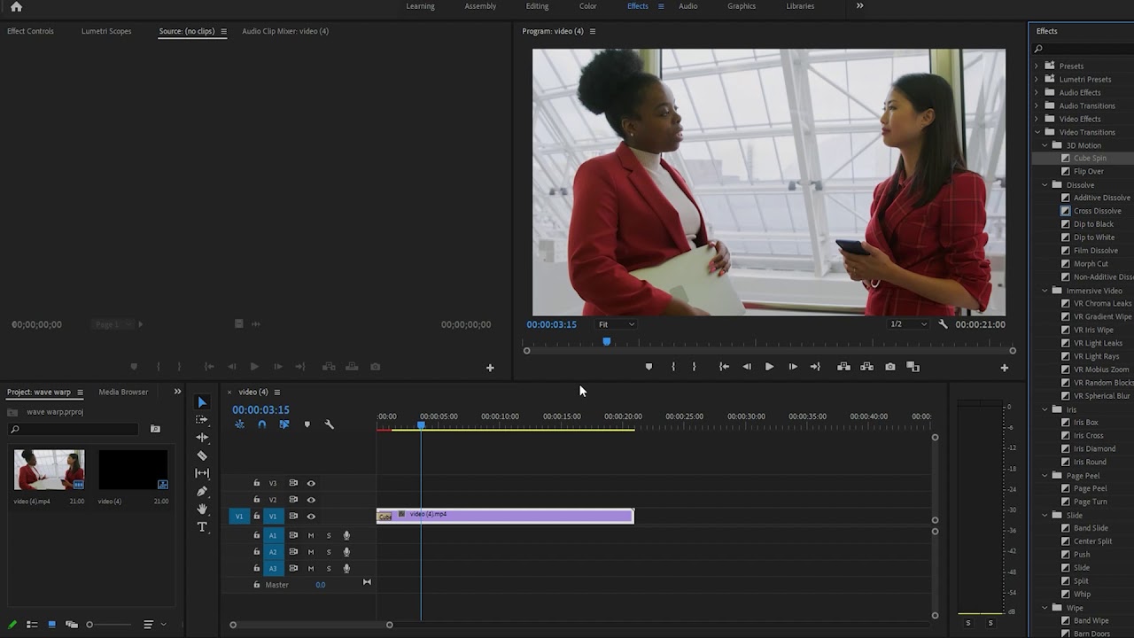 Cube Spin Transition Effect In Premiere Pro - YouTube