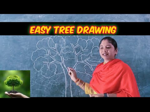 Easy tree drawing//आसान पेड़ की ड्राइंग# amazing drawing# v से पेड़ ...