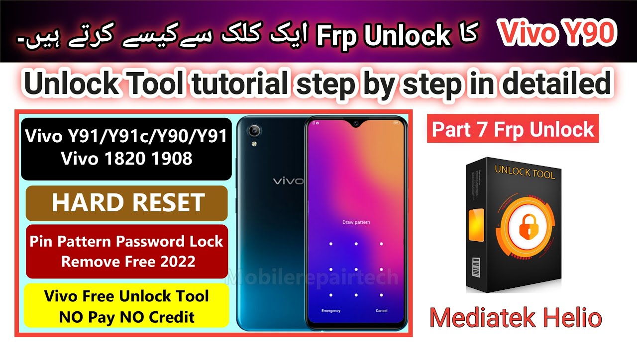 Vivo Y90 Screen + Frp unlock in 1 click by Unlock Tool android 8 ...