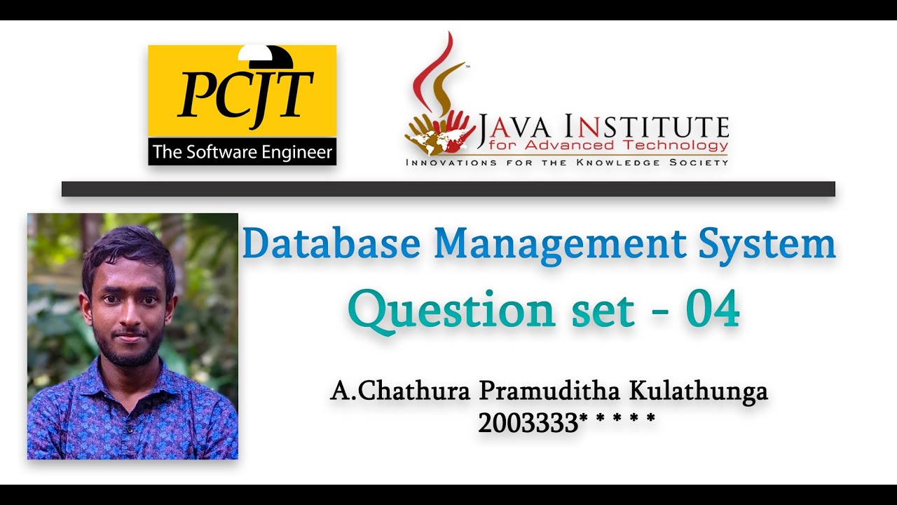 Question Set 04 Database Management System Java Institute Youtube