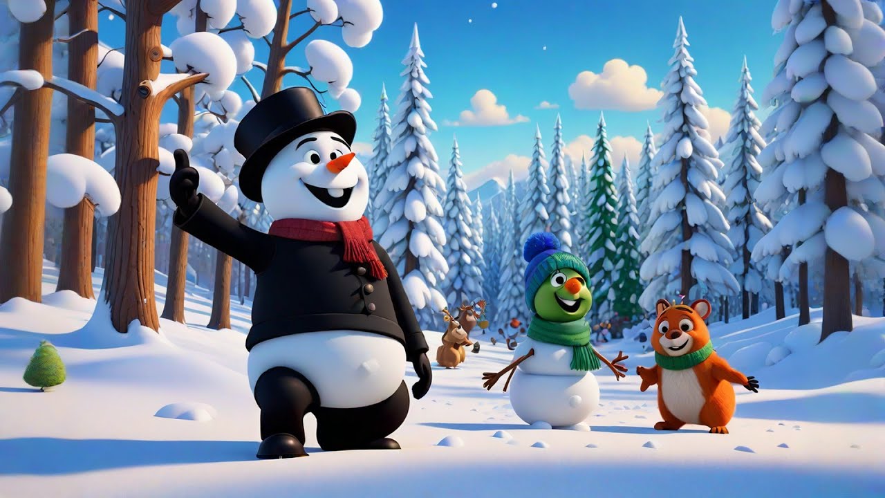 Two Frosty Snowmen Slide Down Slow | Winter Song for Kids | Nursery ...