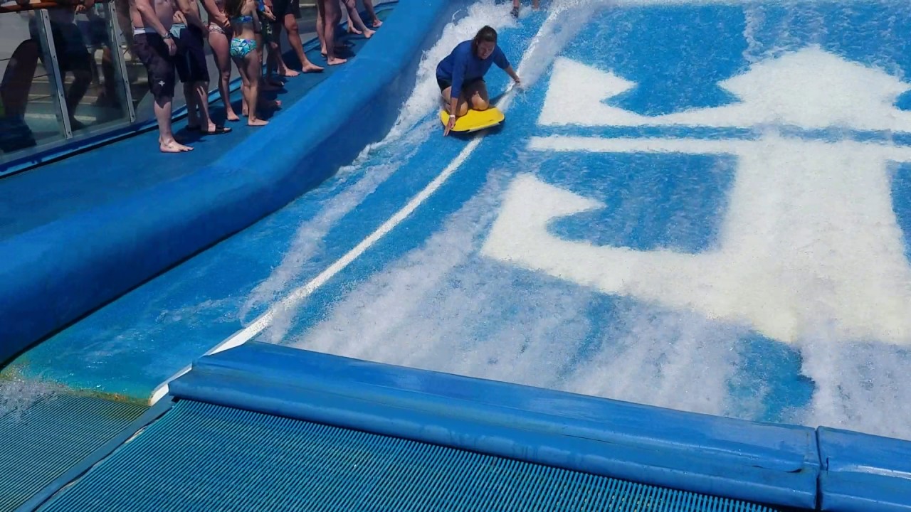 Meg on the FlowRider Wave Machine - YouTube