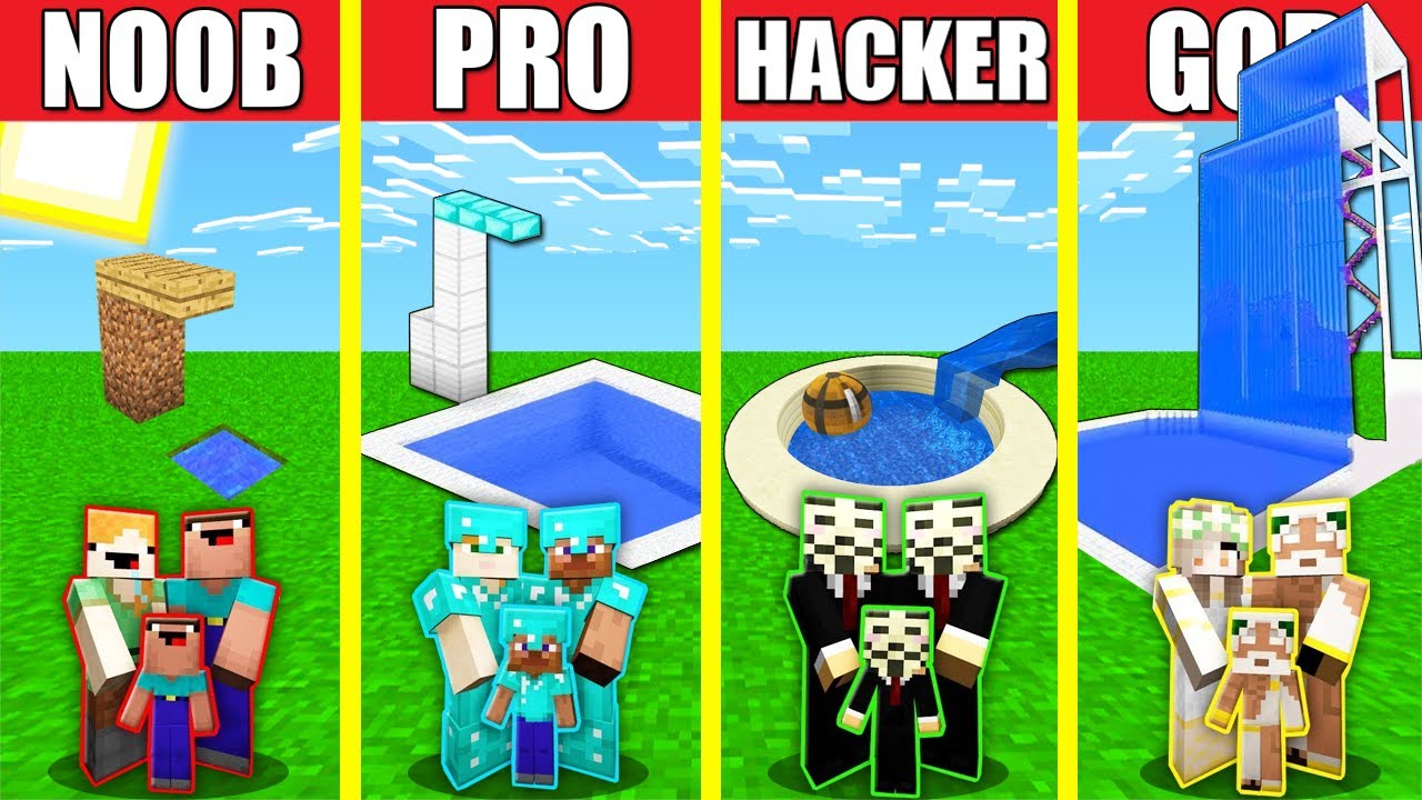 Minecraft Battle: SWIMMING POOL BUILD CHALLENGE - NOOB vs PRO vs HACKER ...