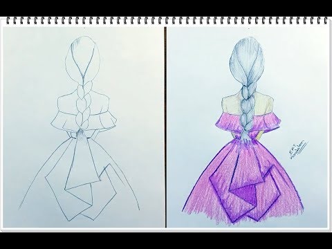 Güzel Elbiseli kız nasıl çizilir - Karakalem Çizim Çalışması - Kolay resim çizme