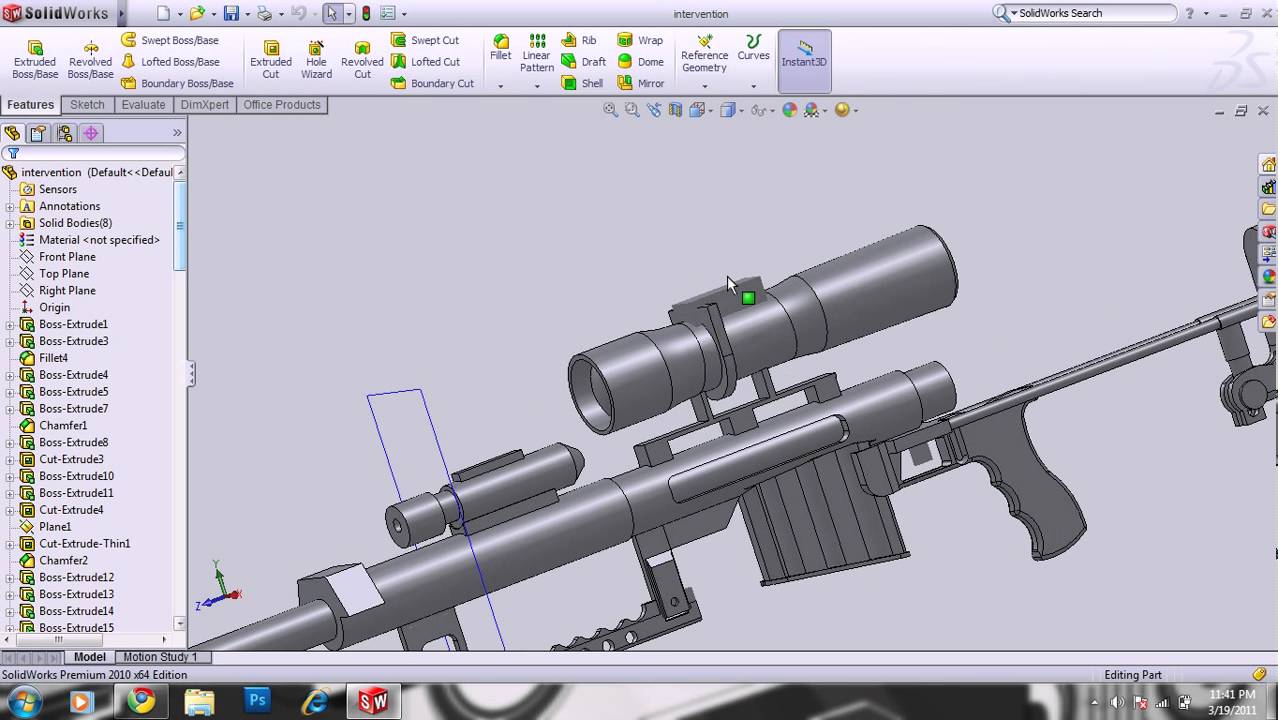 Intervention Sniper Rifle Made in Solidworks - YouTube