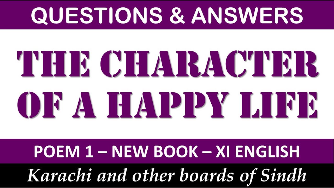 The Character of a Happy Life | Questions Answers - YouTube